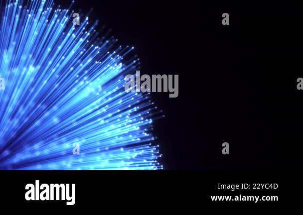 Optical fiber sheaf abstract motion background. Glowing bundle of Optic ...