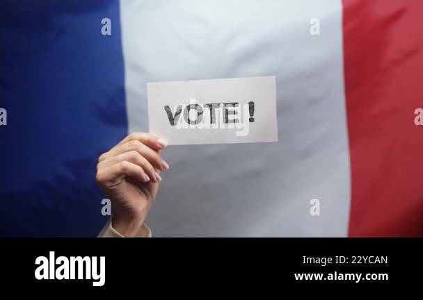 Female Hands With Sos, Alarm, Emergency Card On French Flag Backdrop ...