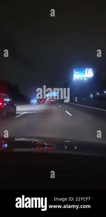 Night drive on the A3 Braga, Porto, Portugal, showcasing illuminated ...