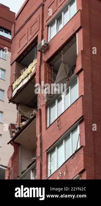 Russian missile hits residential building in Dnipro, Ukraine. Aftermath ...