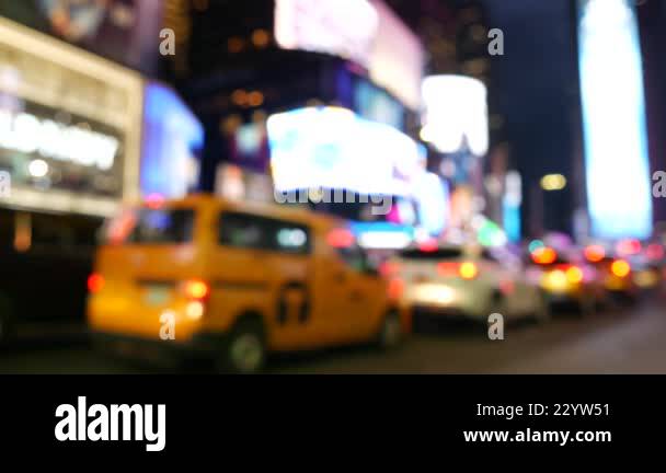 New York City Times Square, Manhattan Midtown Broadway street, USA. American NYC yellow taxi cab ...