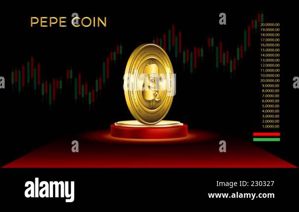 3D animation pepe coin on stage green screen background Stock Video ...