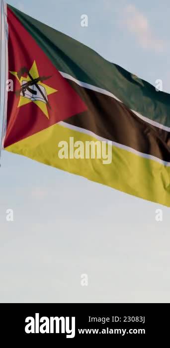 Mozambique Maputo Flag Vertical Cinematic Realistic Waving Dolly Out ...