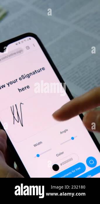 Reading and accepting the online agreement on the screen, drawing your ...