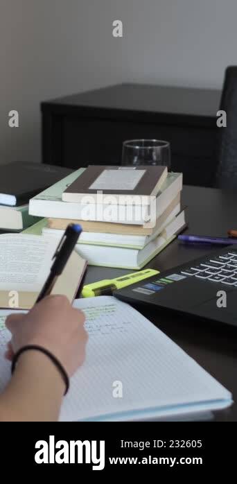 Students working on computer, female student studying by watching ...
