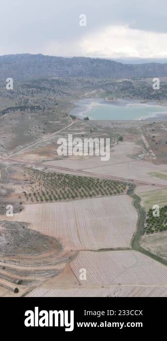 General view of the wide agriculture land with greenery, drone footage ...