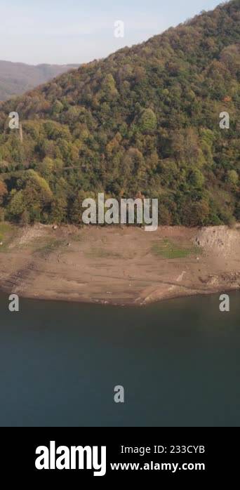 Forest dam drought, Drone view of the forest towards the forest above ...