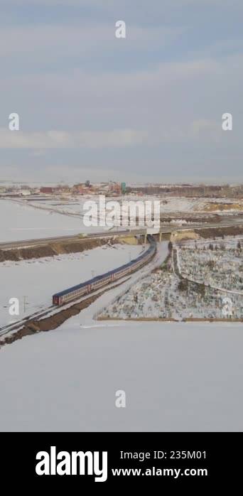 Eastern express passenger transport train moving on the railway on the ...