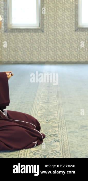 Asian Women Praying In Mosque, girl in hijab praying in mosque, raising ...
