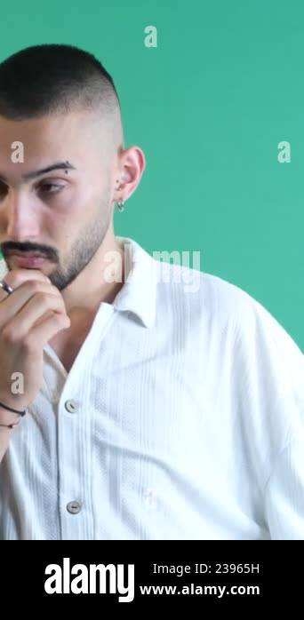 Man gesturing overthinking, young male overthinking facial expression ...