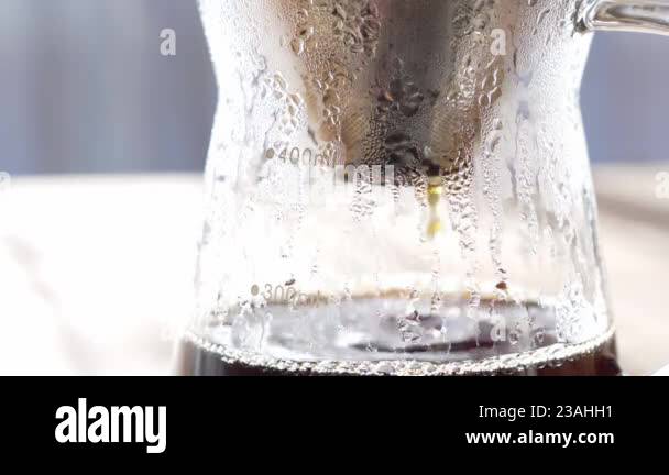 Drip coffee - Scene of pouring hot water and dripping Stock Video ...