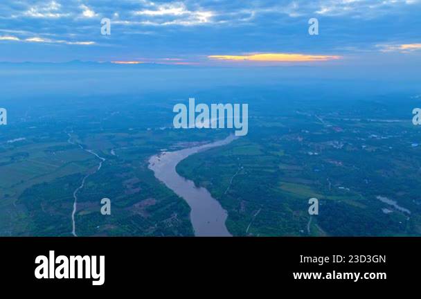 Aerial hyper lapse view of Dramatic Sunrise Over PiAerial hyper lapse ...