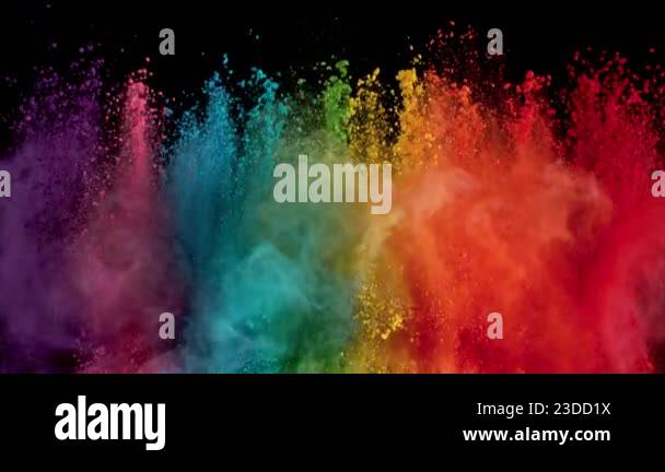 Super Slow Motion Shot of Bright Color Powder Background at 1000fps ...