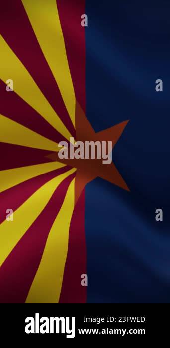 Arizona State Waving Flag in Vertical Orientation. Realistic Flag ...