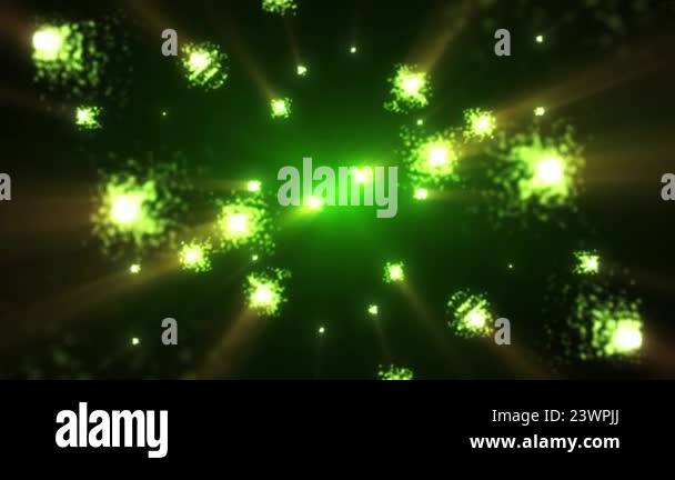 Flying sparkling and shiny dust and glitter particles, abstract green ...