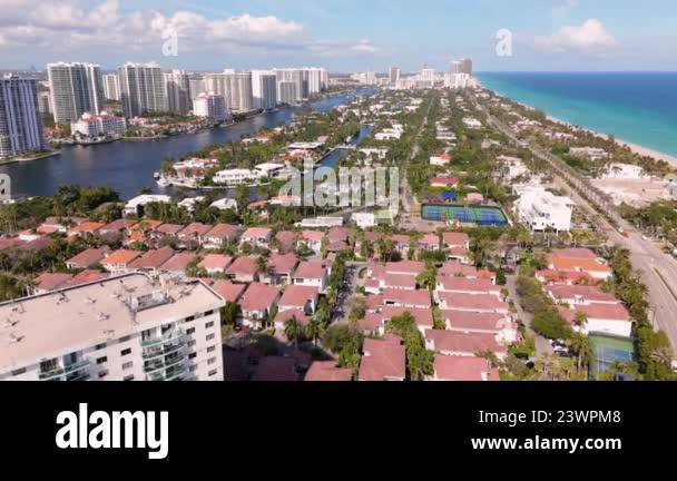 Cinematic breathtaking aerial view of a residential neighborhood in ...
