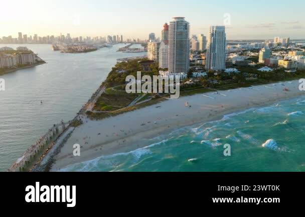 Stunning aerial footage of Miami Beach showcases amazing sunset around ...