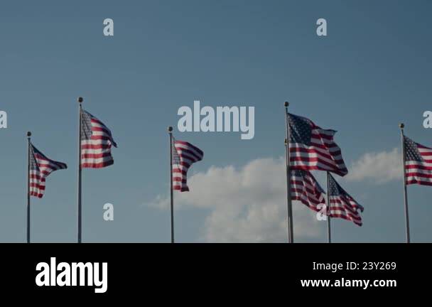 A magnificent and stunning array of American flags is waving proudly ...