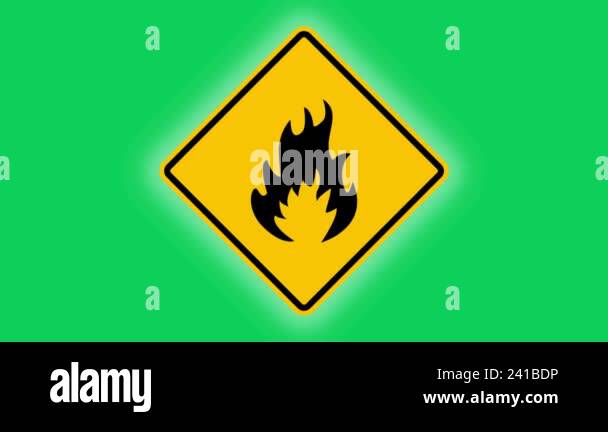 Symbol Flammable Yellow Sign Green Screen Stock Video Footage - Alamy
