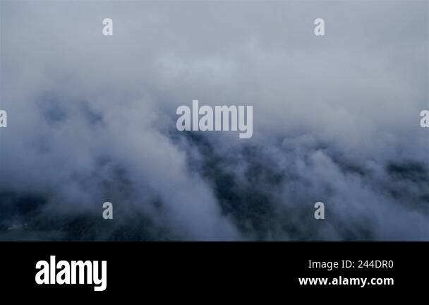 Fly in dark clouds, aerial view of misty sky Stock Video Footage - Alamy