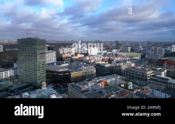 Aerial view of Berlin showing modern and historical buildings, streets ...