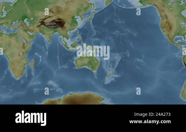 Western Pacific Ocean. Location diagram on a pale colored elevation map ...