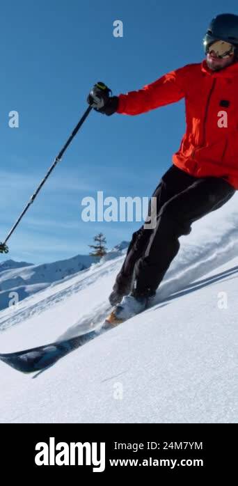 Super Slow Motion of Free Ride Skier in Powder Snow. Filmed on High ...