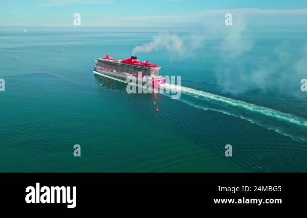 June 8 2024 Miami Beach Florida Aerial View Cruise Ship Valiant