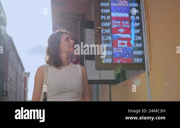 Computing coins, Currency dealing, Forex exchange. In front digital ...