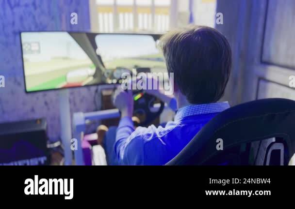 Individual enjoys realistic car racing simulation using advanced ...