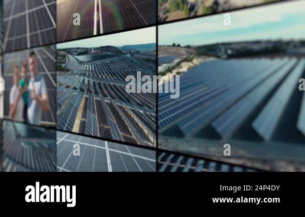Video collage on environmental protection and climate action with solar ...
