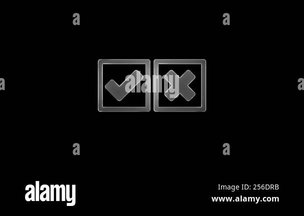 neon right and wrong icon animation with black background. Glowing Neon ...