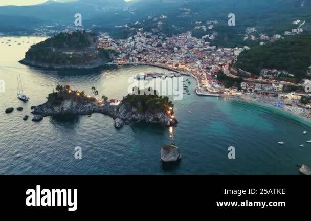 Aerial view of Parga, in the region of Preveza in Epirus, Greece Stock ...