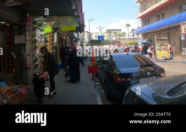 Ramallah, Palestine - April 3, 2024 - walking through the streets of ...