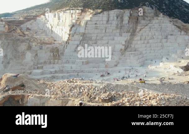 Aerial panorama of marble quarries in Burdur, Turkey. Marble quarry top ...