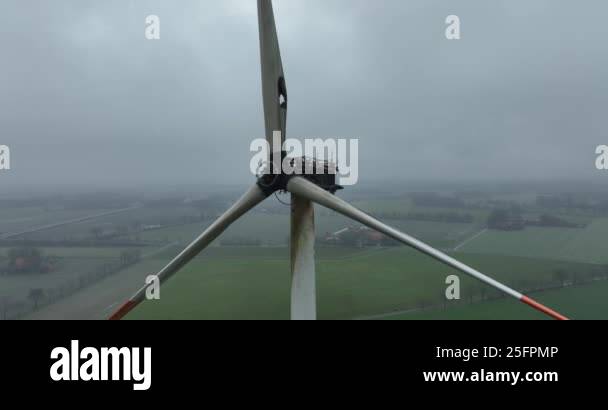 Aerial footage of a burned wind turbine in Gildehaus, Germany Stock ...