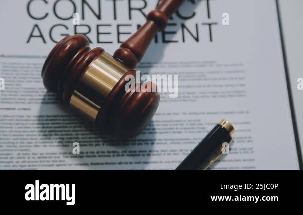 contract with wooden blocks on a white background Stock Video Footage ...