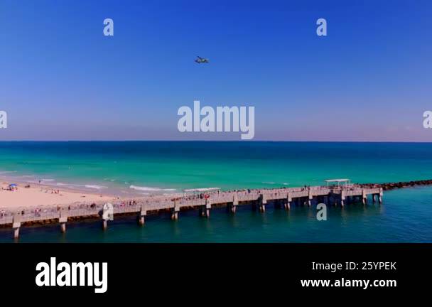 USCG United States Coast Guard airplane flying over Miami Stock Video ...