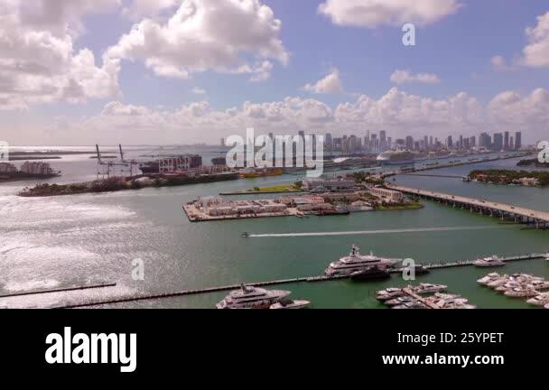 Miami Beach view of uscg station and port by bridge Stock Video Footage ...