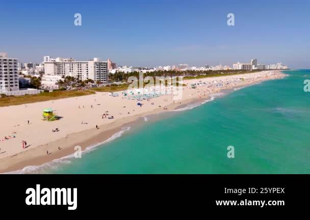 Miami winter getaway. 4k aerial drone video Miami Beach, Florida, USA ...
