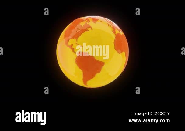 Orange planet Earth rotates on a transparent background. 4K smooth ...