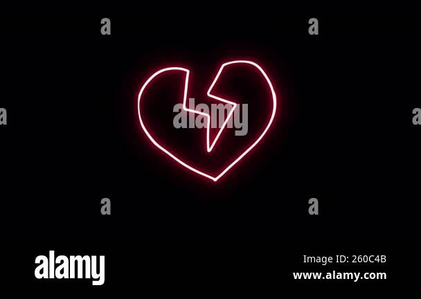Neon stickers pack with a broken heart. Alpha channel transparency ...