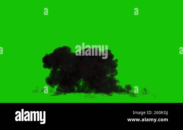 Front view of fast and large Explosion with dense Smoke with fast ...
