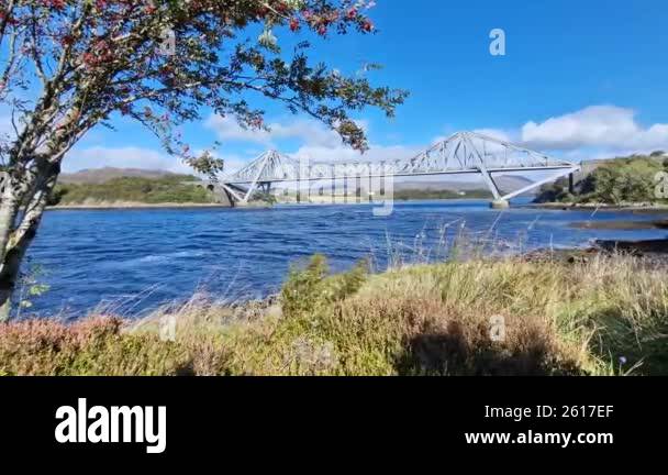 steel structure large bridge in Scotland across a bay Stock Video ...