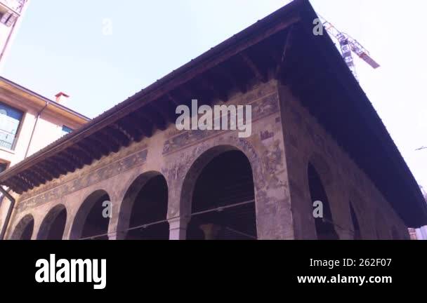 Treviso, Italy 1 January 2025: Construction crane is slowly rising over ...