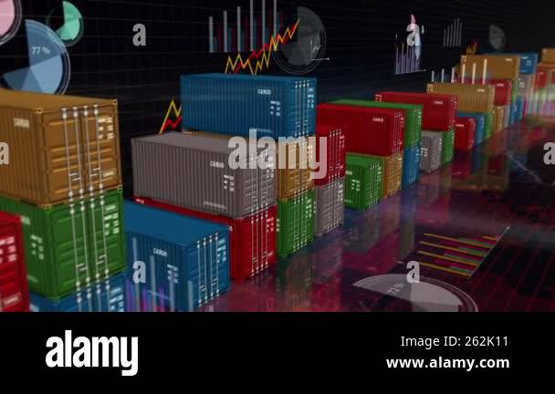 Cargo transport import export cargo containers on charts and diagrams ...