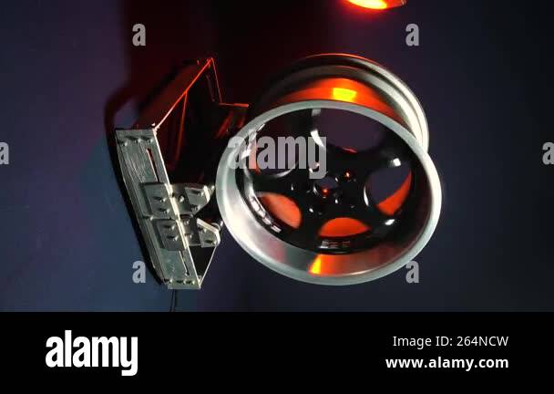 old car wheels titanium rims long exposure video on dark background ...