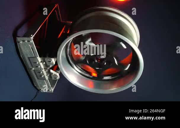 old car wheels titanium rims long exposure video on dark background ...