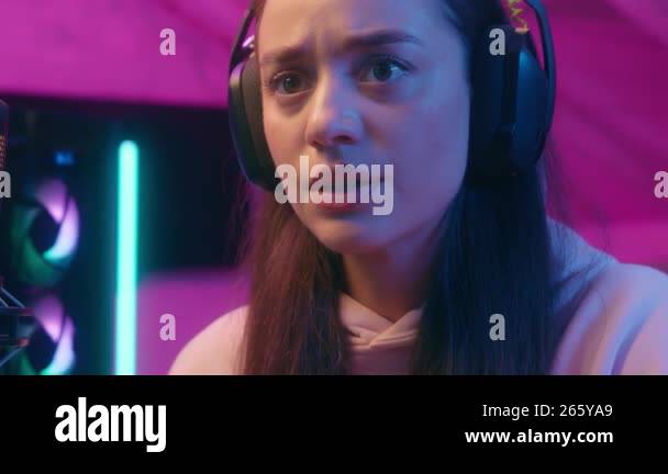 Angry mad aggressive emotional yelling Caucasian woman female girl user ...