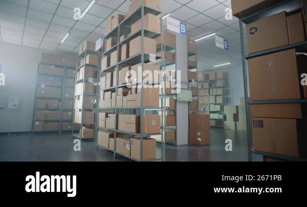 Big Storage, Warehouse Retail Center with Rows of Shelves with ...